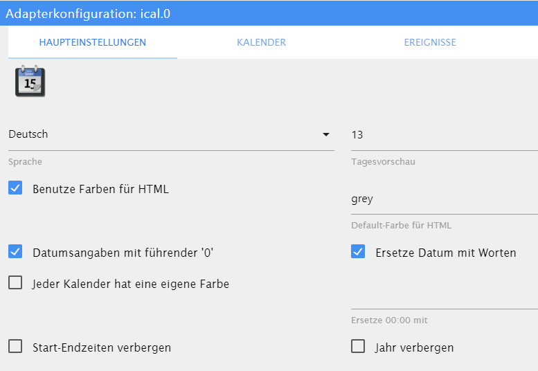 VIS ICal Kalender in Basic Table Widget Farblich
