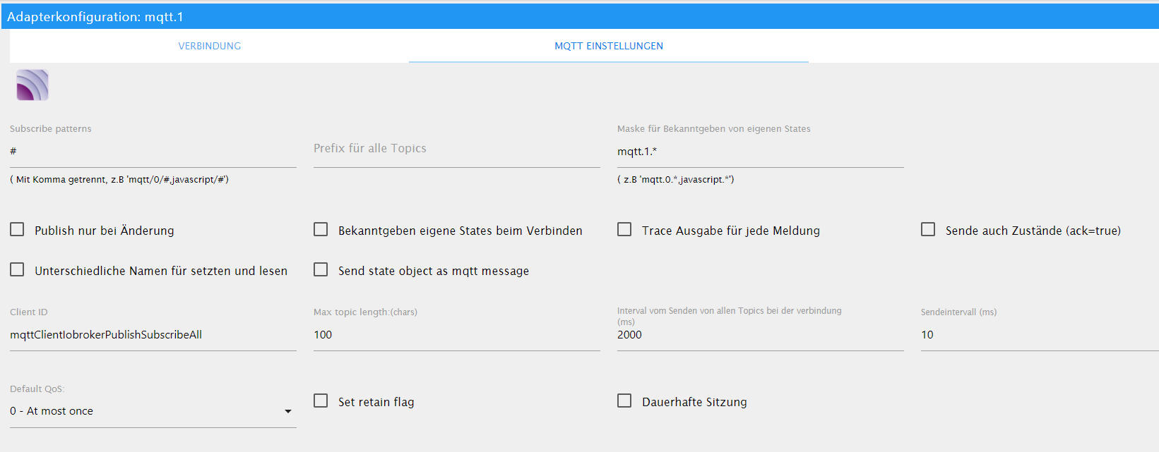 MQTT: Aktualisierung nur bei Neustart des Adapters