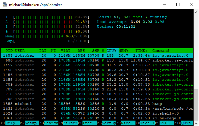 [GELÖST] JS-Controller zieht CPU