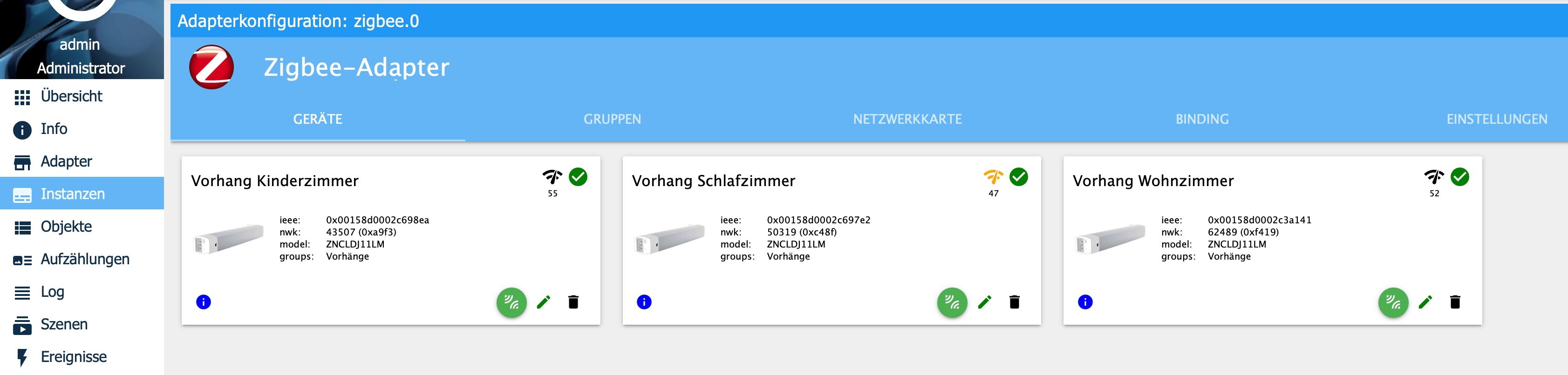 Zigbee Adapter - Verbindungsprobleme - Geräte rot