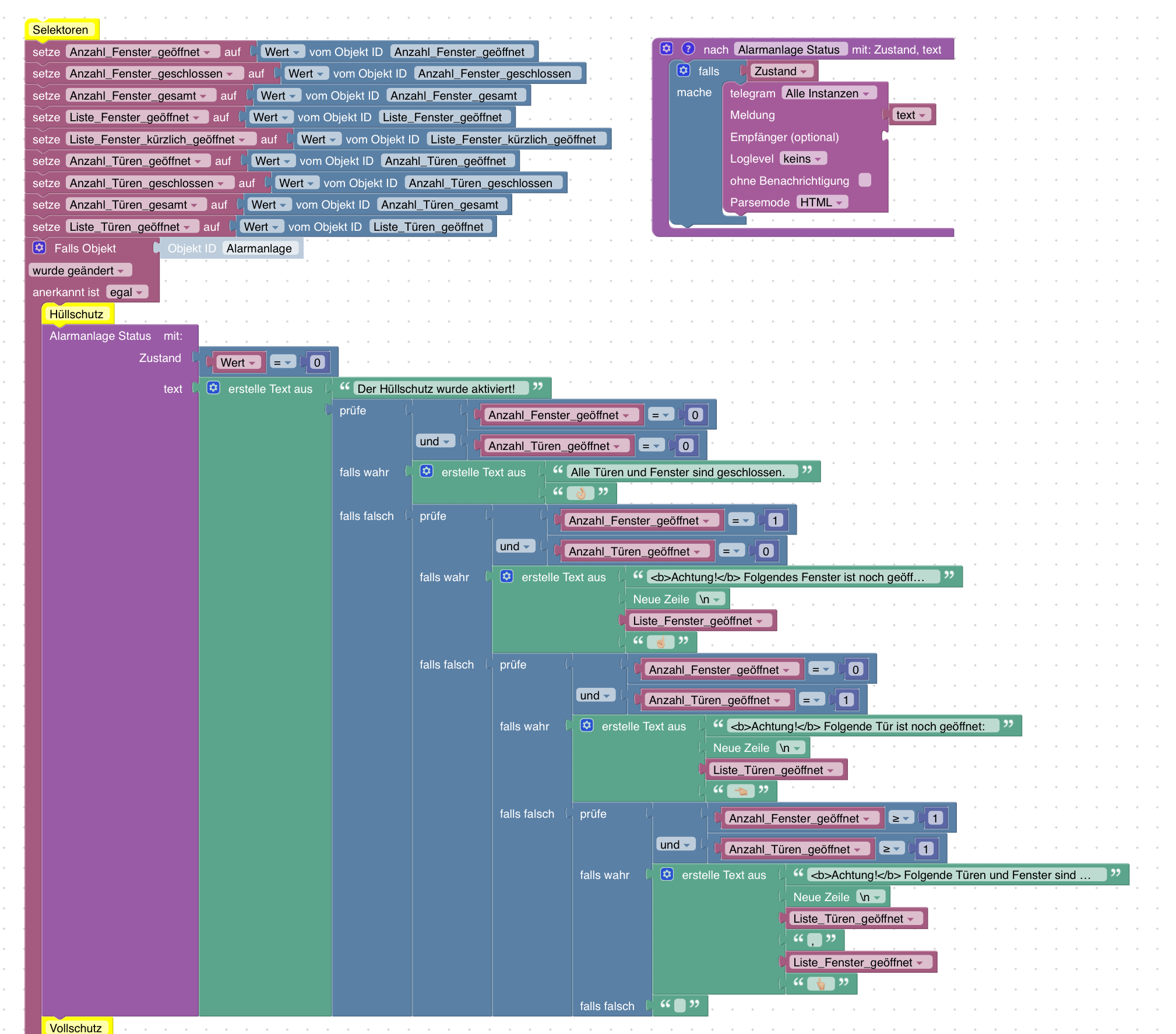 [gelöst] Blockly nimmt immer vorherigen Werte