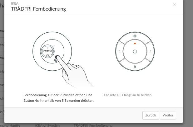 Tradfri Instanz und shortcut button