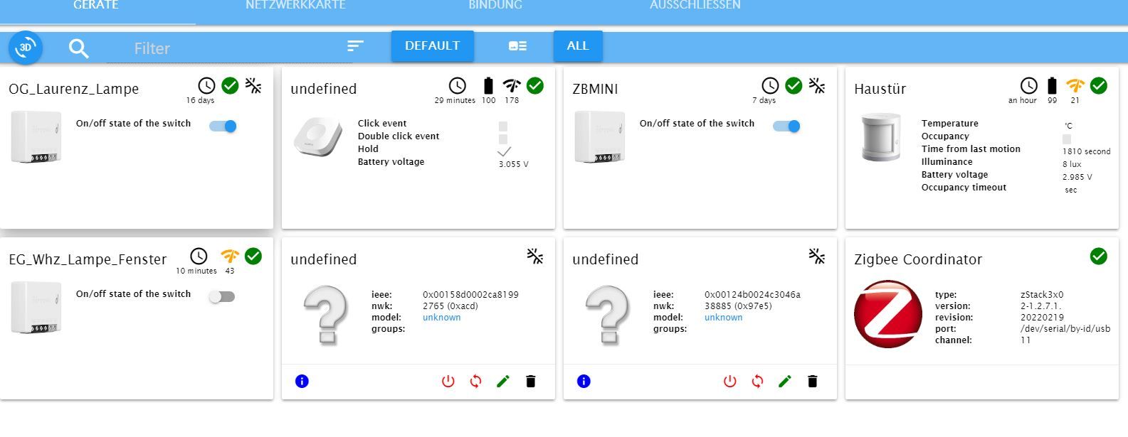 Zigbee Adapter Problem mit Geräten