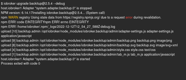 backup&discovery Adapter kein upgrade