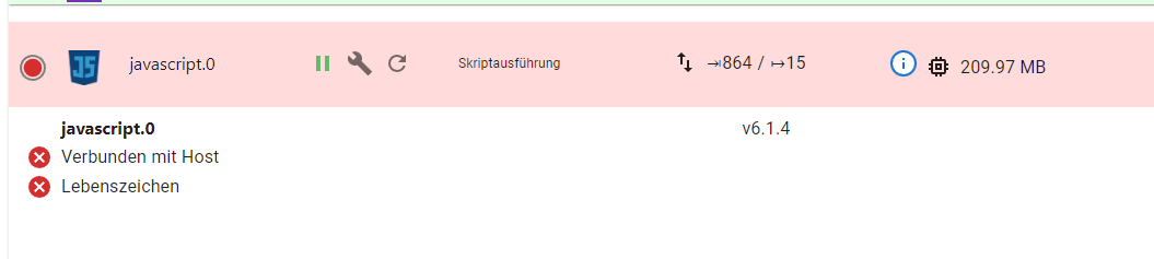 JavaScript Instanz startet nicht mehr (Cannot find lexer)