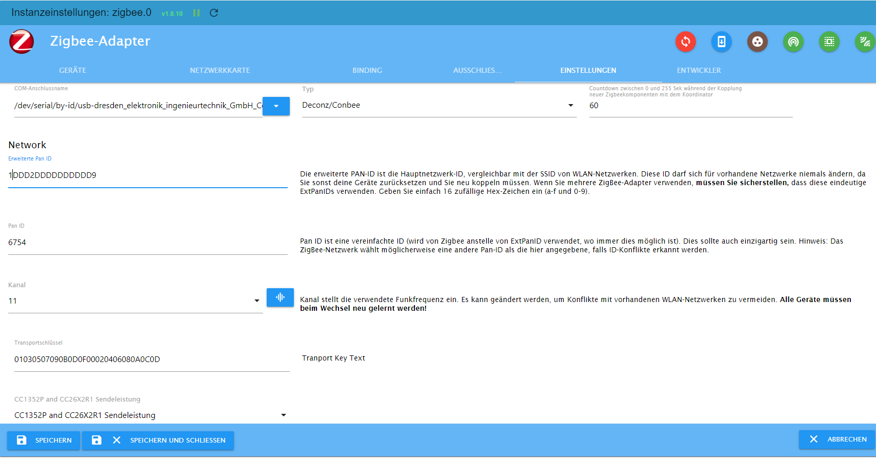 Zigbee Adapter Pairing startet nicht