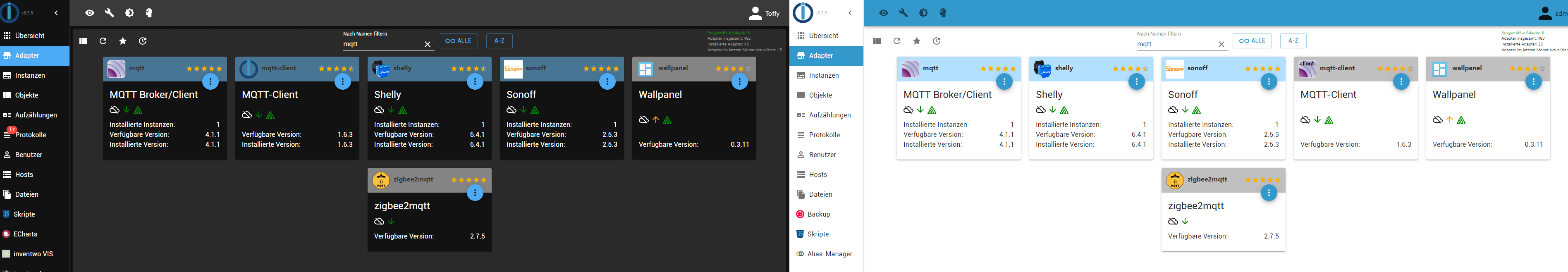 mqtt Adapter: Unterschiedliche Auswahl im Menü
