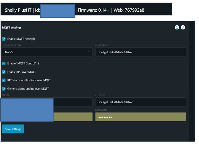 Shelly Plus H&T MQTT