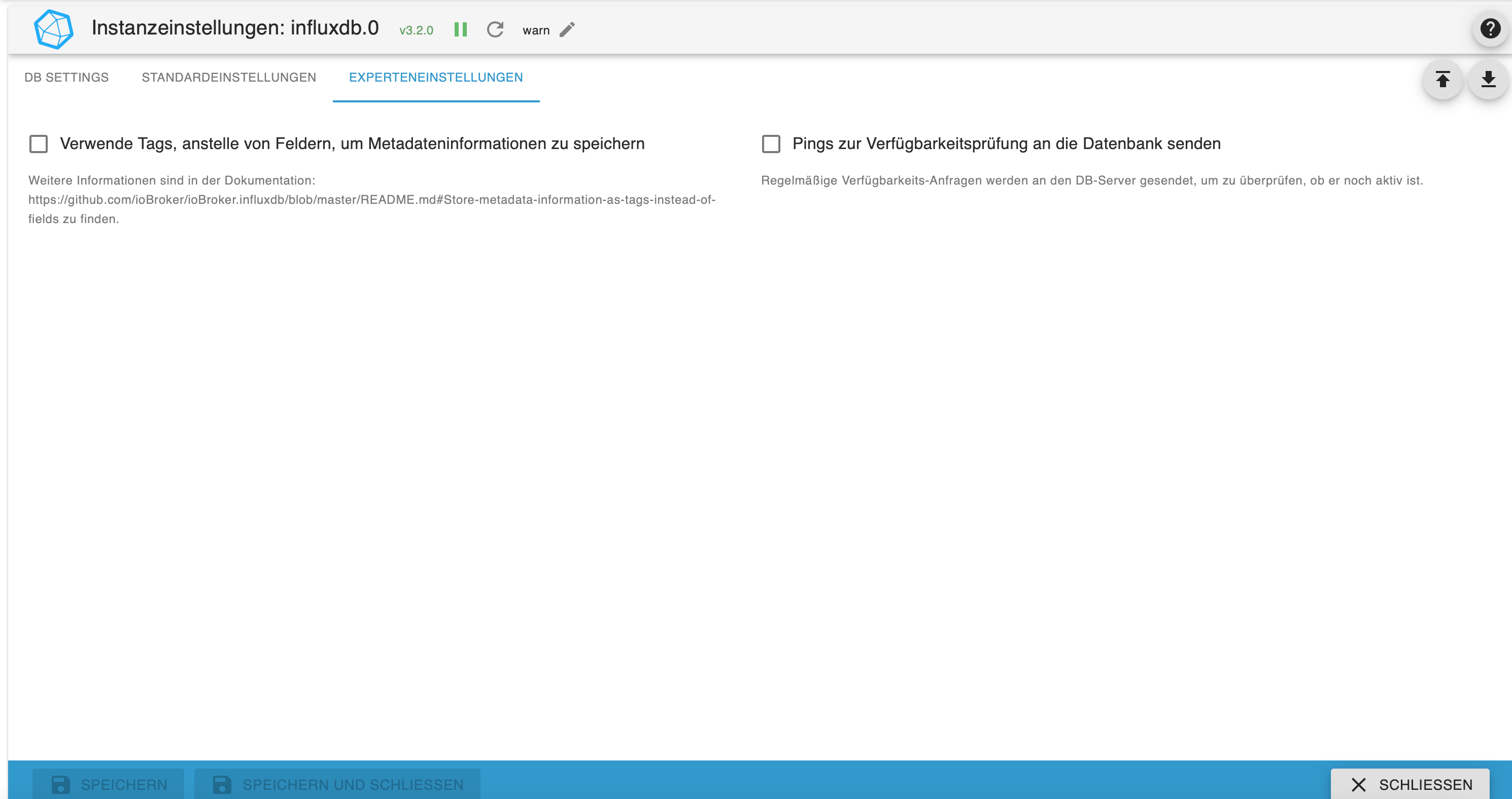 Influxdb Warnmeldung Influxdb Has An Invalid Jsonconfig