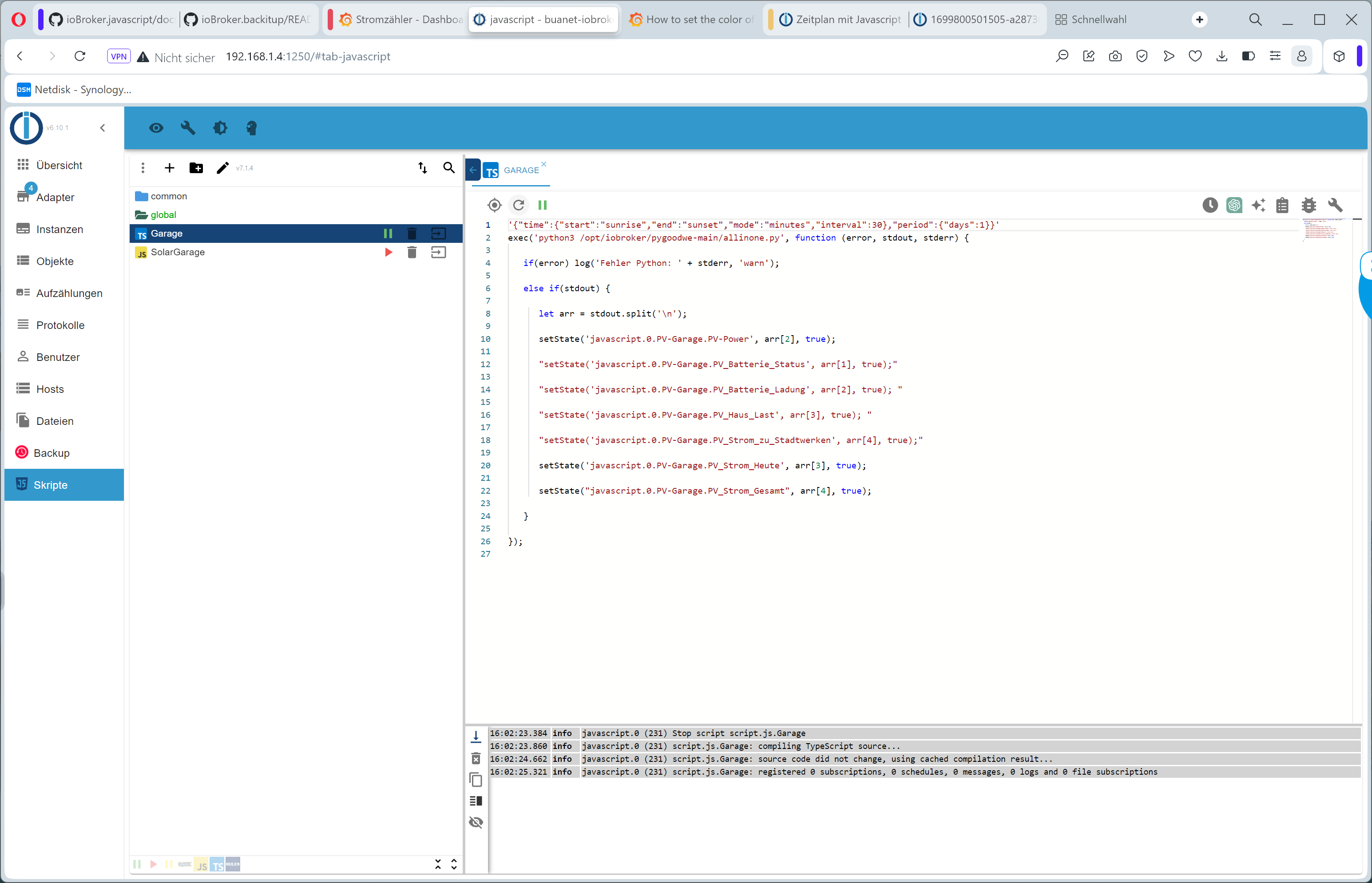 Zeitplan mit Javascript funktioniert nicht