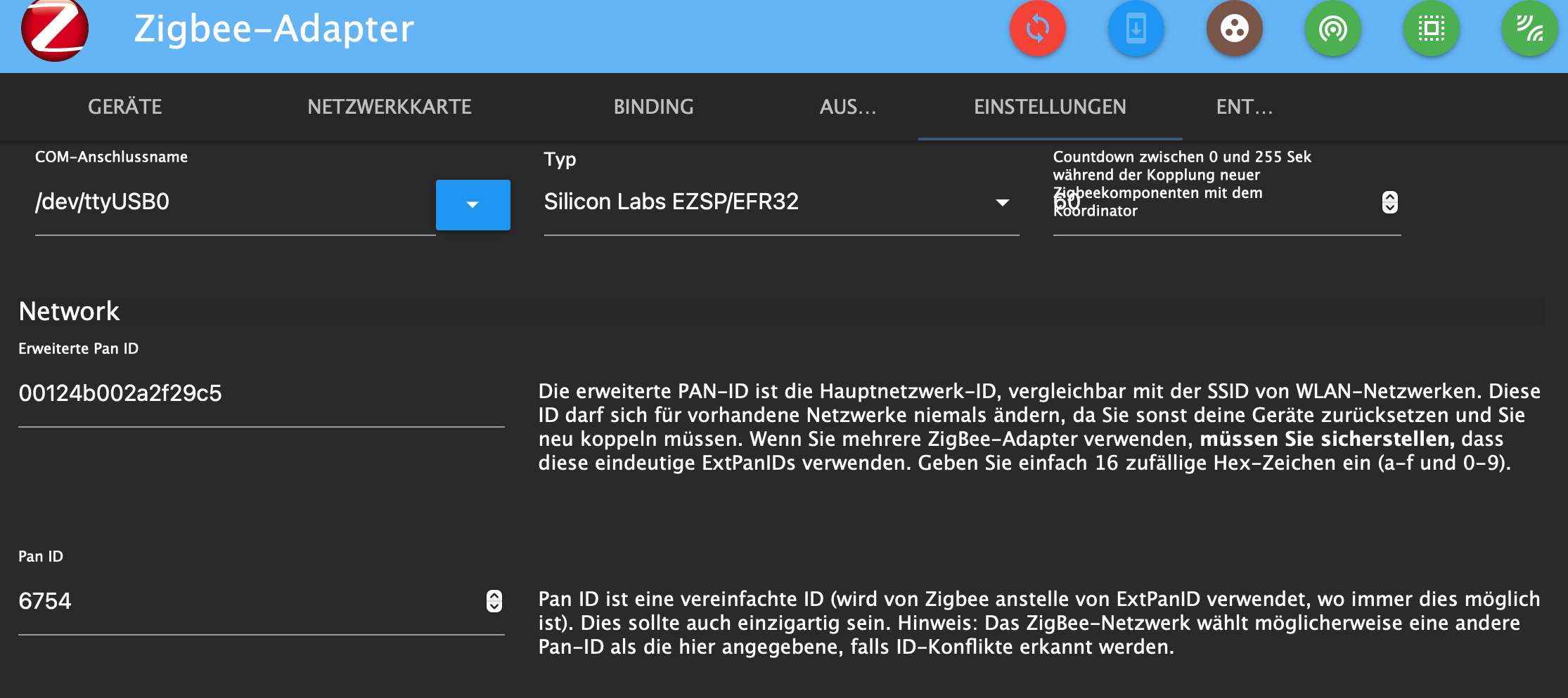 Zigbee - Adapter startet nicht