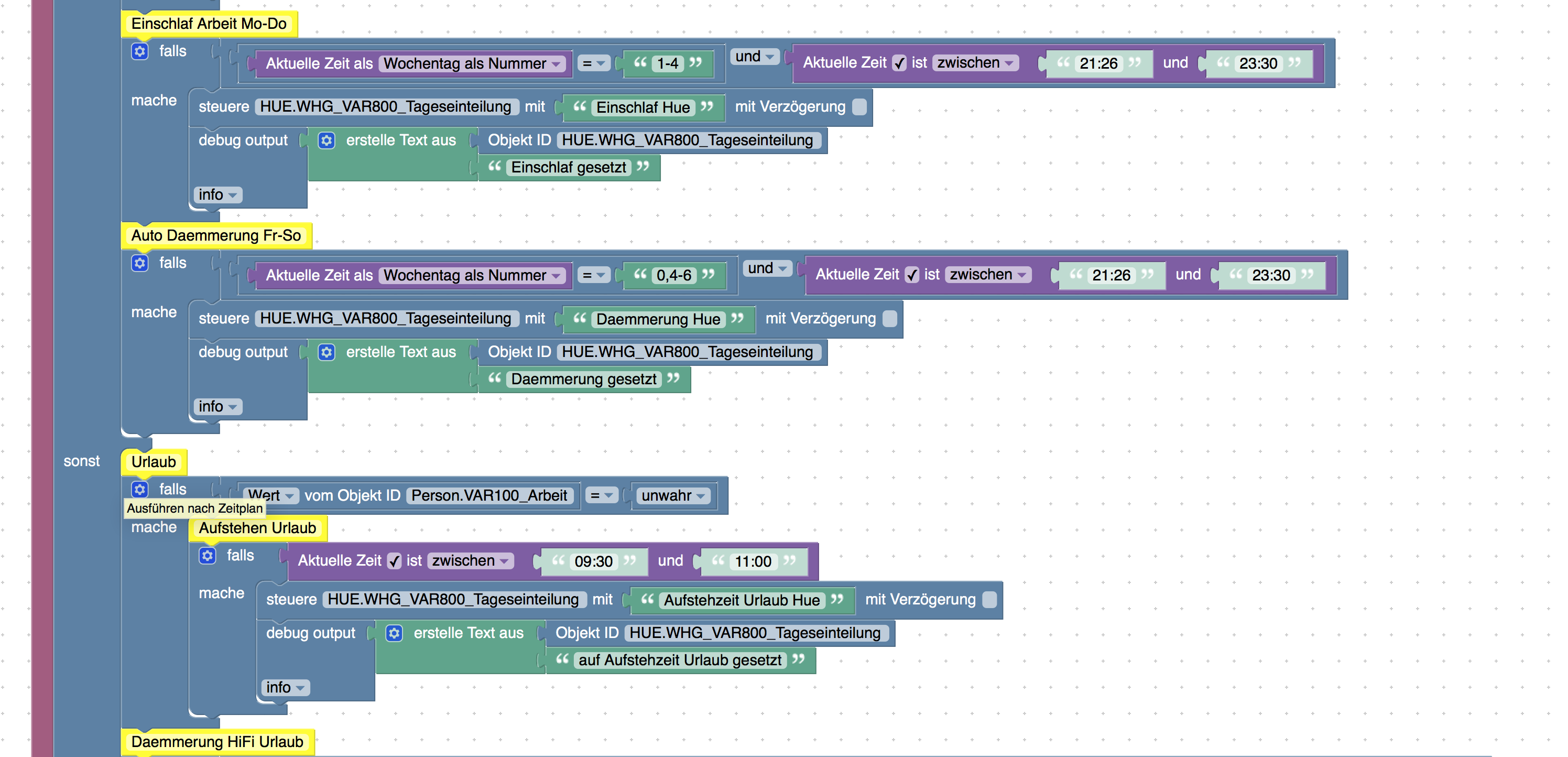 [Frage] Blockly - "if" mit Wochentage eingrenzen